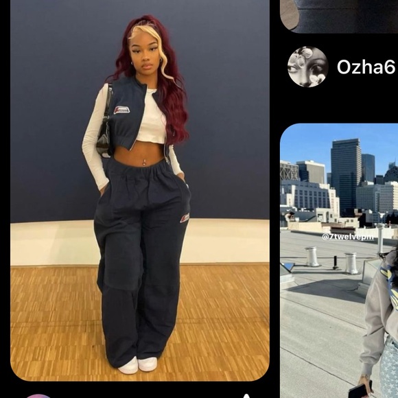 PrettyLittleThing | Pants & Jumpsuits | Plt Navy Fleece Panel Set ...